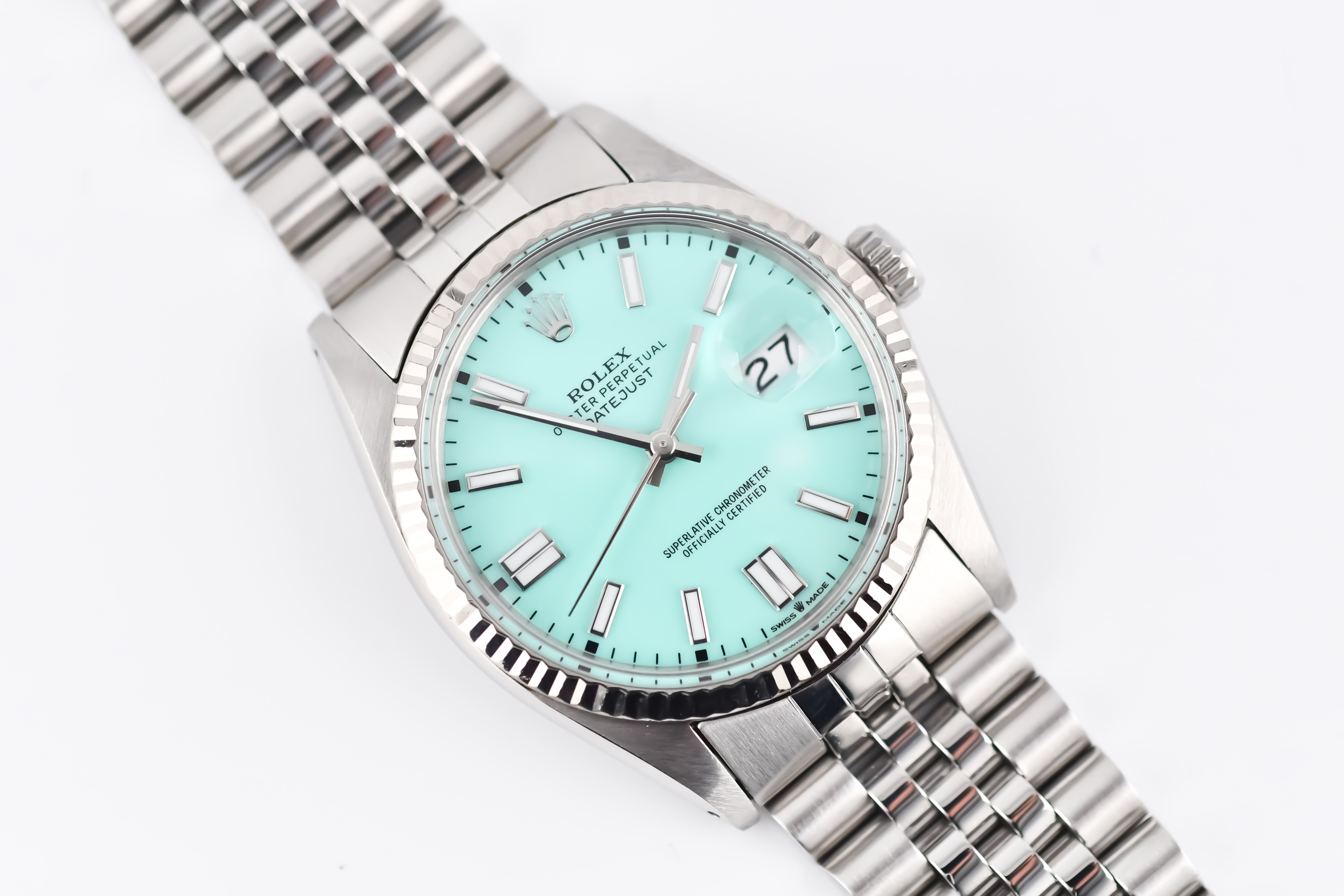 Rolex Datejust 36mm Ref 16014 Custom Tiffany Turquoise Stick Dial ...